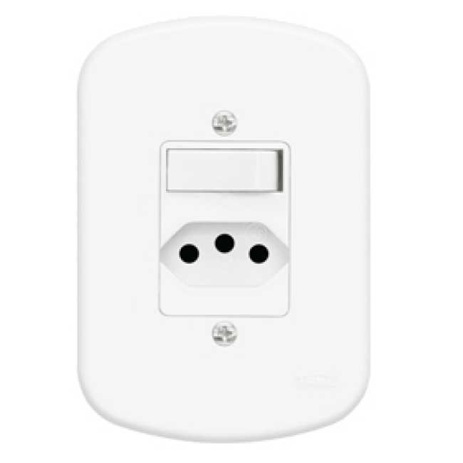 Interruptor paralelo (triway) + tomada 2P+T 10A com placa 4x2 padrão ...